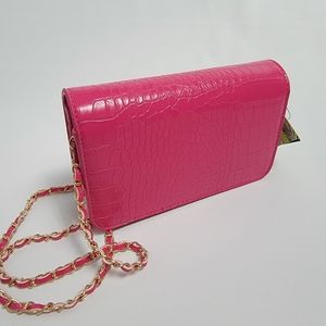Badgley Mischka | Bags | Badgley Mischka Women Pink Croco Chain ...